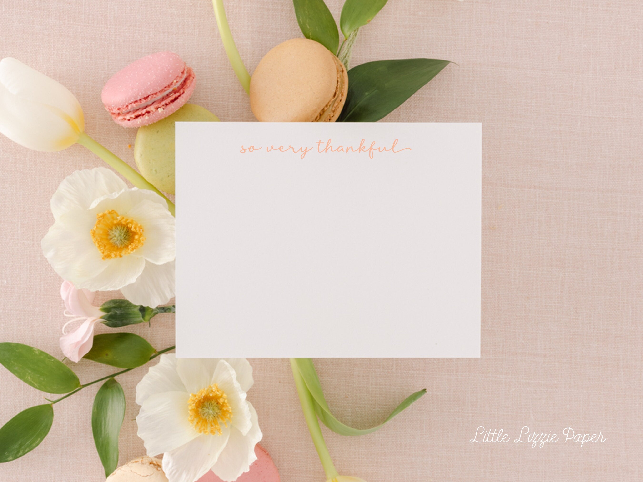 So Very Thankful Flat Note Card — Social Stationery – Little Lizzie Paper